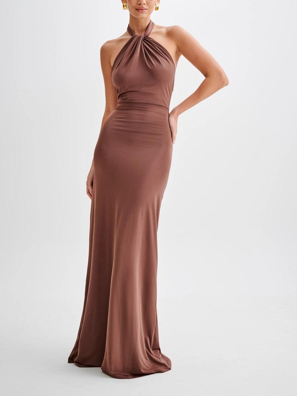 Chellie™ Slinky Halter Maxi Dress – Grayson & Porter